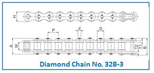 Diamond British Standard Roller Chain 32B-3 , D320 , 50.08mm - Octaforce