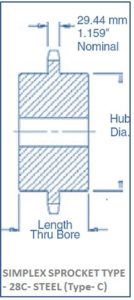 SIMPLEX SPROCKET TYPE - 28C- STEEL (Type- C) - Octaforce